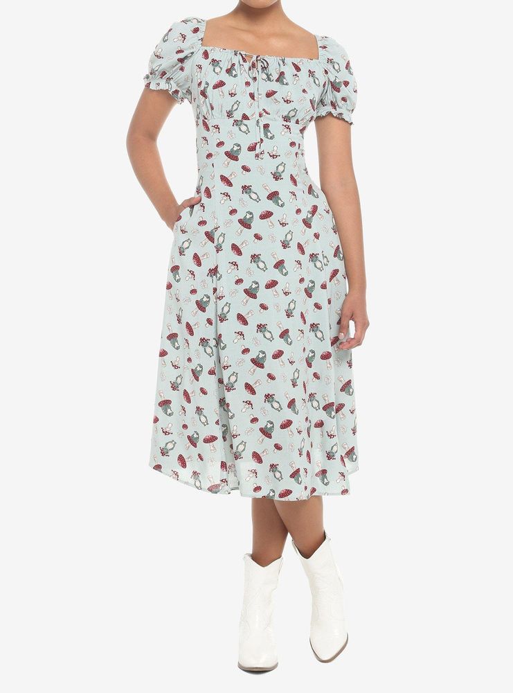 Hot Topic Frog Mushroom Sage Green Empire Midi Dress | Mall of America®