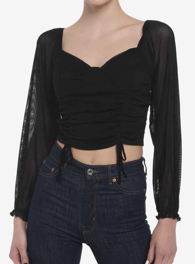 Hot Topic Sheer Girls Crop Peasant Top | Mall of America®
