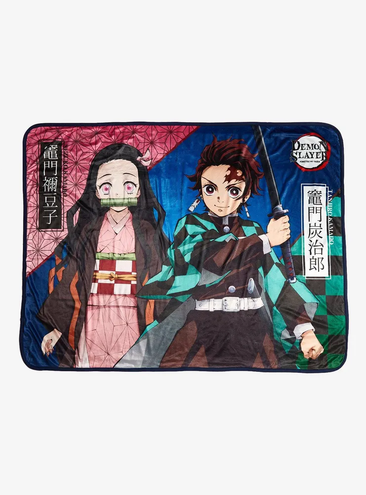 Demon Slayer: Kimetsu no Yaiba Nezuko & Tanjiro Pattern Panel Throw ...