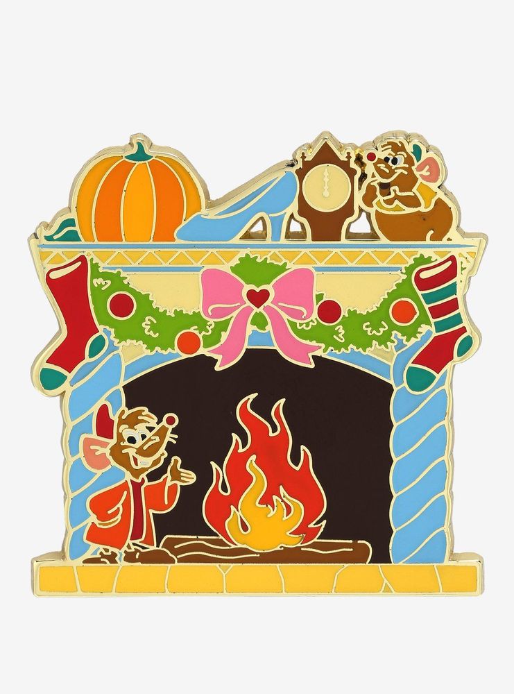 Boxlunch Disney Cinderella Holiday Fireplace Enamel Pin - BoxLunch ...
