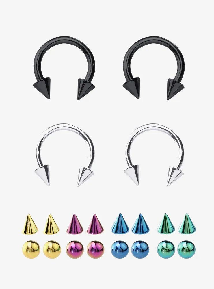 Hot Topic Steel Anodized Circular Barbells With Spike Ends 4 Pack ...