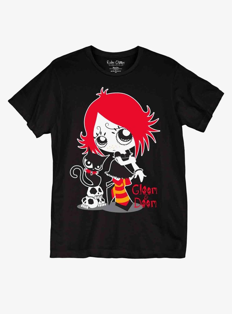 Hot Topic Ruby Gloom Cat & Skull Boyfriend Fit Girls T-Shirt Plus ...
