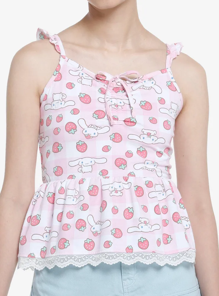 Hot Topic Cinnamoroll Strawberry Gingham Peplum Girls Cami | Mall of ...