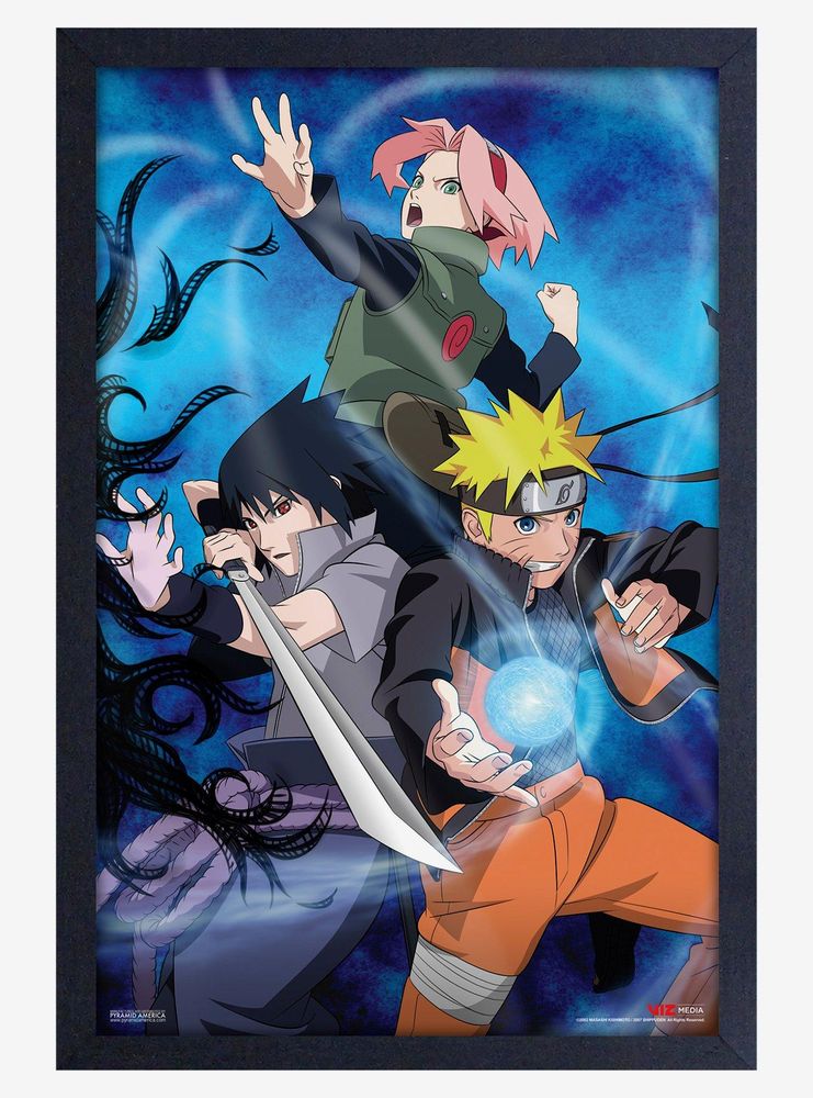 Naruto Shippuden Group Fight Pose Framed Wood Poster at Mall of America ...