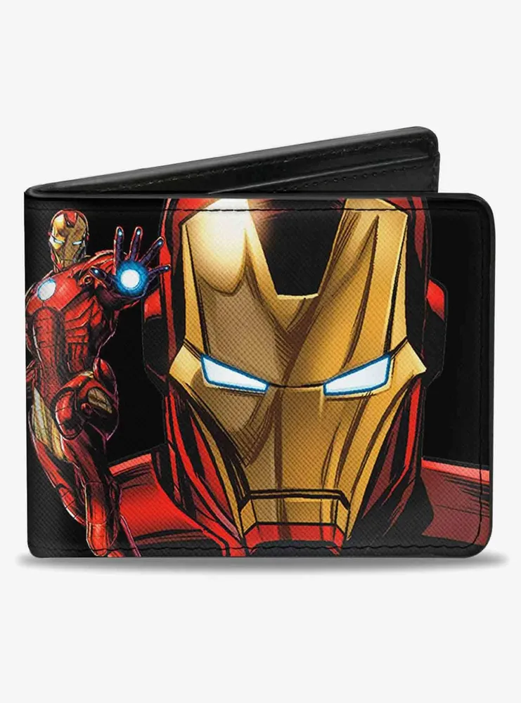 Boxlunch Marvel Iron Man Pose Face Pose Iron Man A Logo Bifold Wallet ...