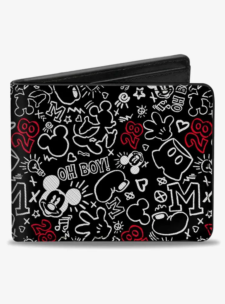 Boxlunch Disney Mickey Mouse Icon Doodles Collage Bifold Wallet ...