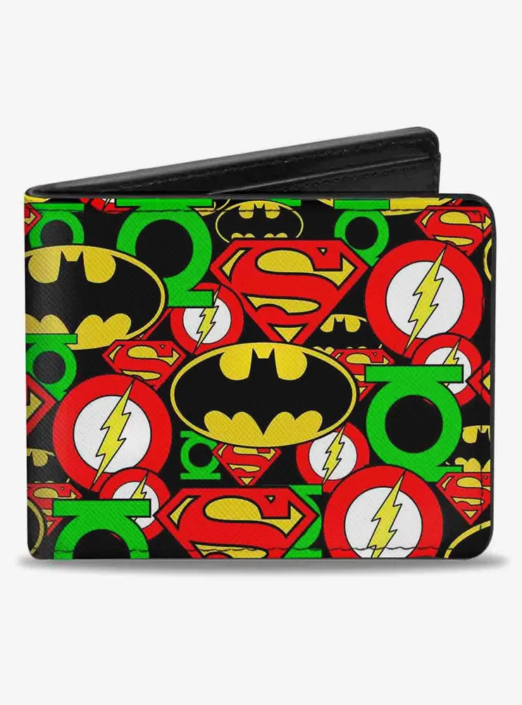 Boxlunch DC Comics Justice League Stacked Logos Bifold Wallet | Mall of ...