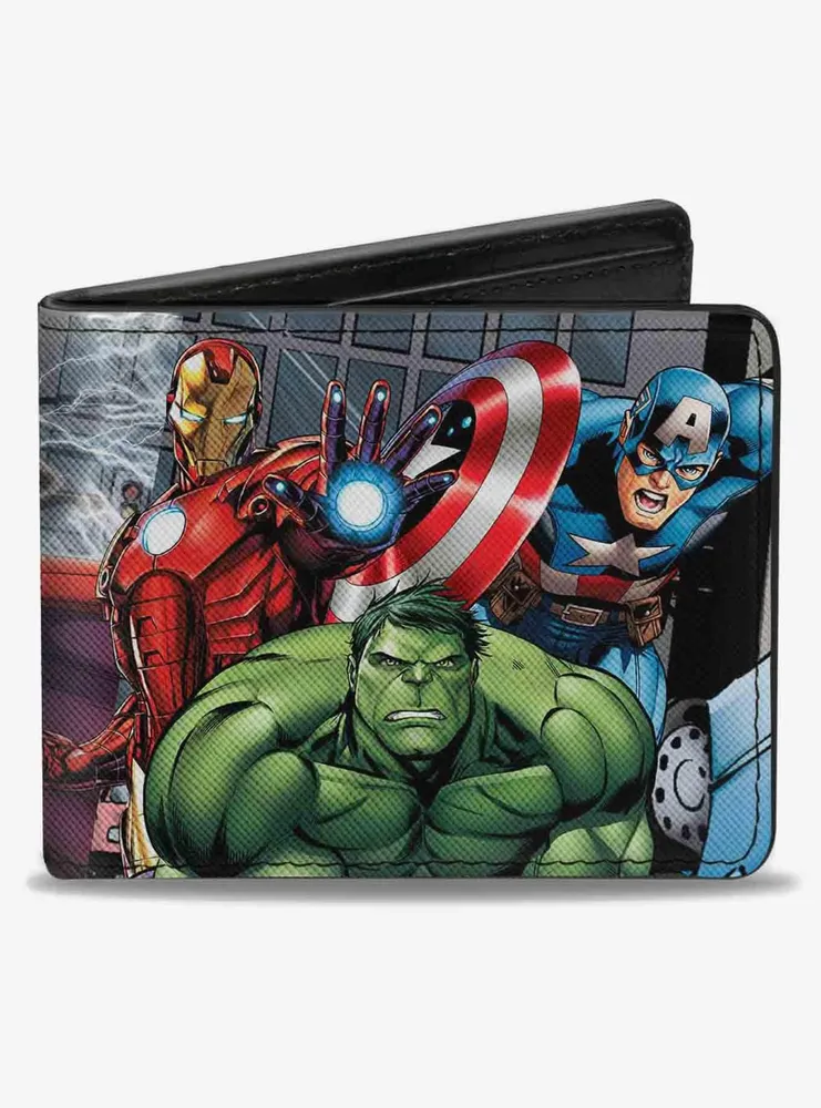Boxlunch Marvel Avengers Superhero Action Poses Bifold Wallet | Mall of ...
