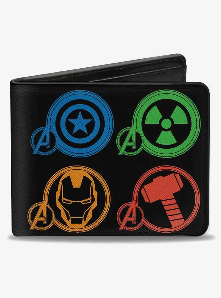 Boxlunch Marvel Avengers Superhero Logos Bifold Wallet | Hamilton Place