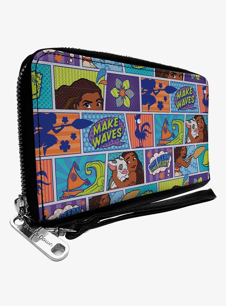 Hot Topic Disney Moana Make Waves Scene Blocks Zip Around Wallet | Mall ...