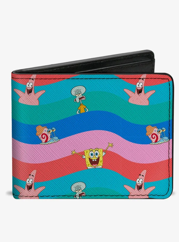 Boxlunch Spongebob Squarepants And Friends Poses Wavy Stripe Bifold ...
