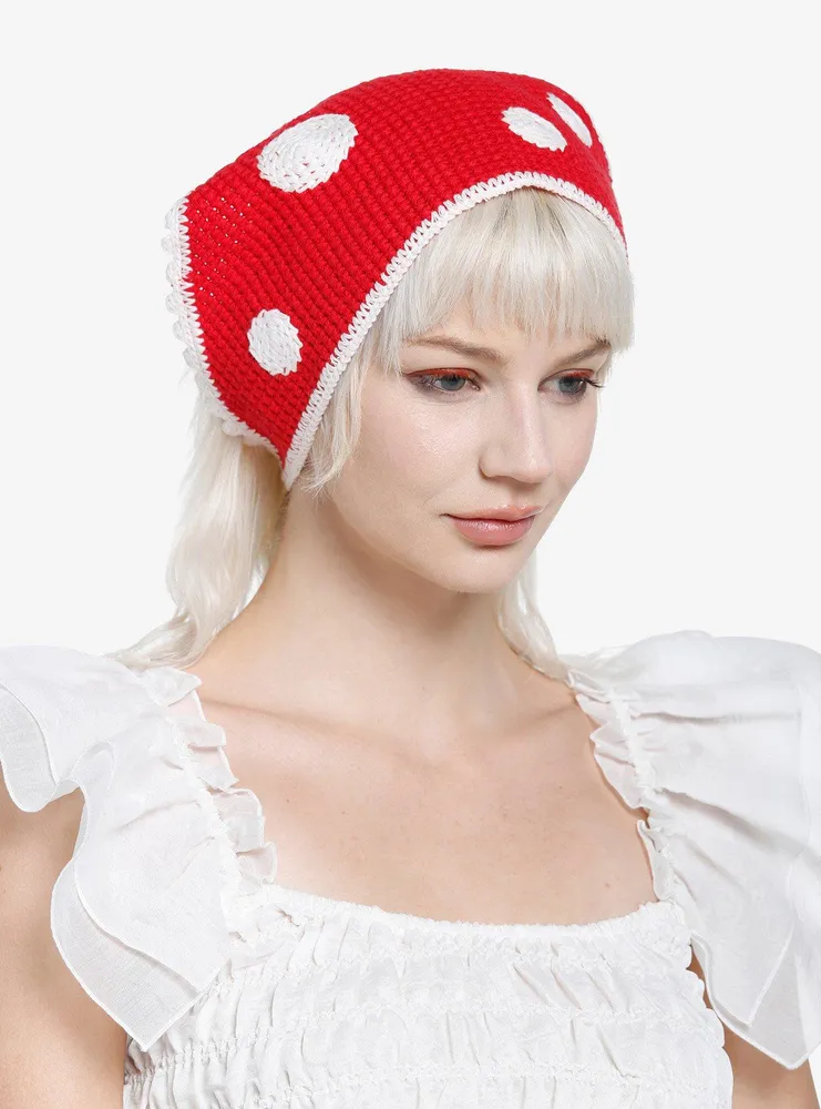 Hot Topic Red Mushroom Crochet Hair Scarf | Hamilton Place