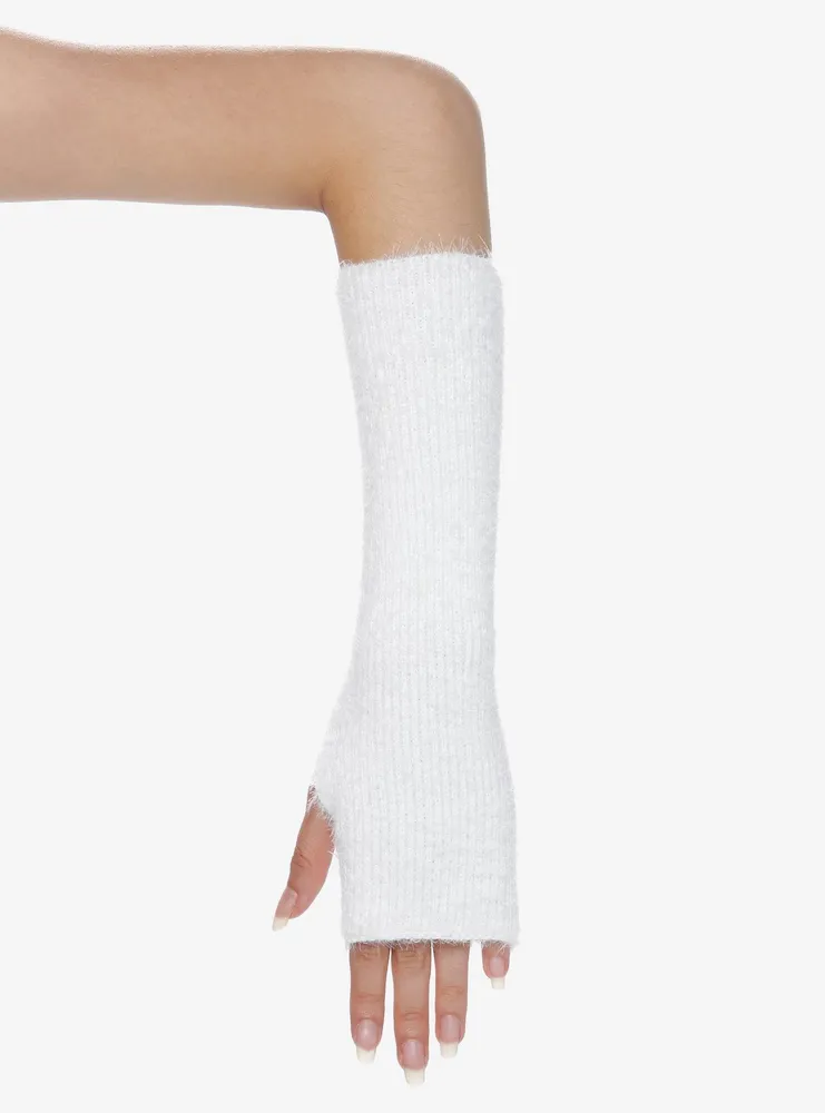 Hot Topic White Fuzzy Arm Warmers | Hamilton Place