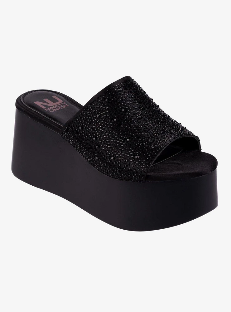 Hot Topic Rhinestone Black Platform Wedge Sandal | Hamilton Place