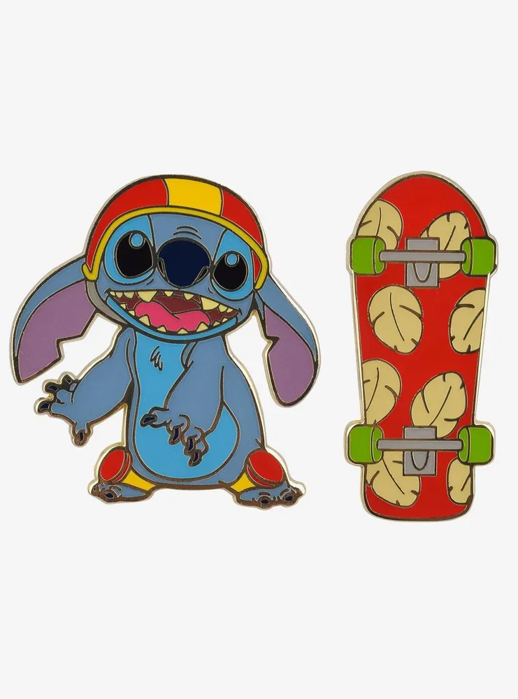 Boxlunch Disney Lilo & Stitch Skateboarding Stitch Enamel Pin Set ...
