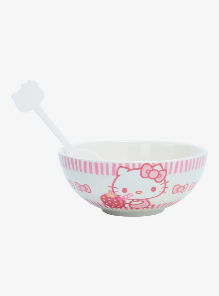 Hot Topic Hello Kitty Strawberry Cereal Bowl With Color-Changing Spoon ...