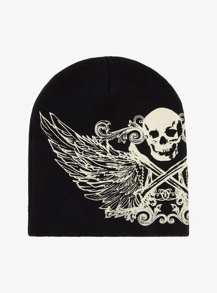 Hot Topic Skull Angel Wings Slouch Beanie | Hamilton Place