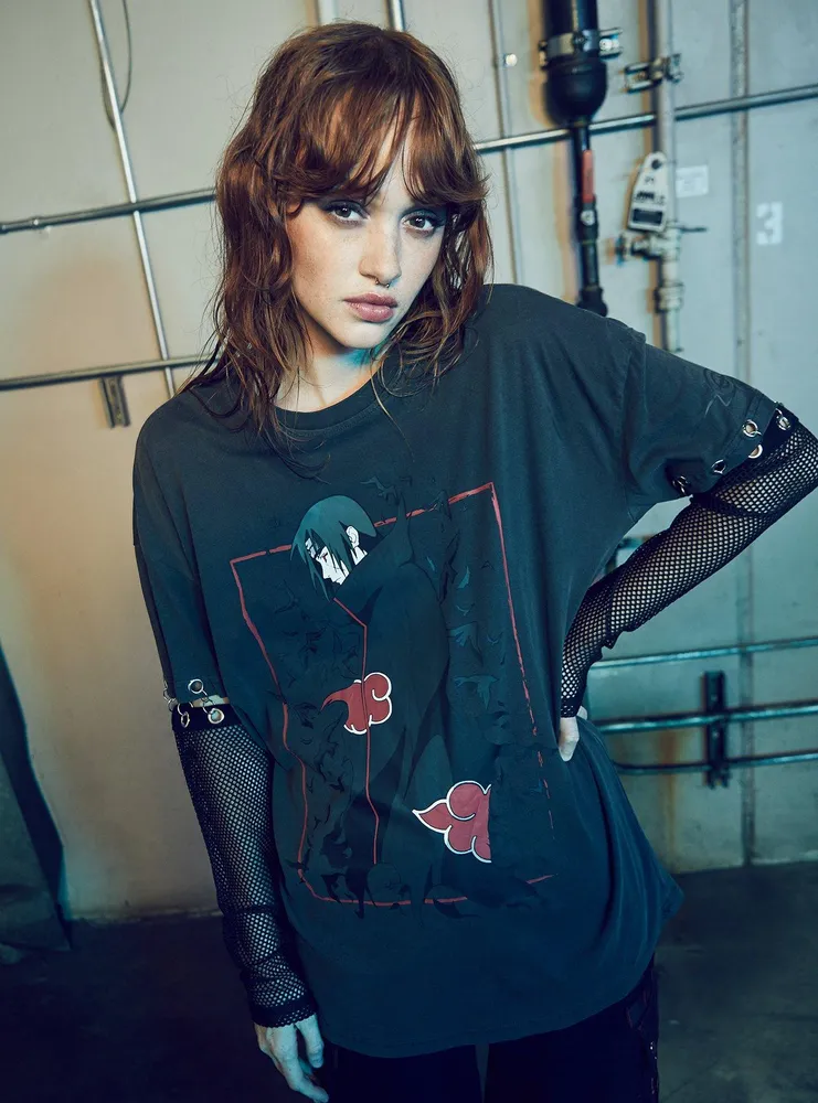 Hot Topic Naruto Shippuden Itachi Fishnet Twofer Girls Oversized Top ...