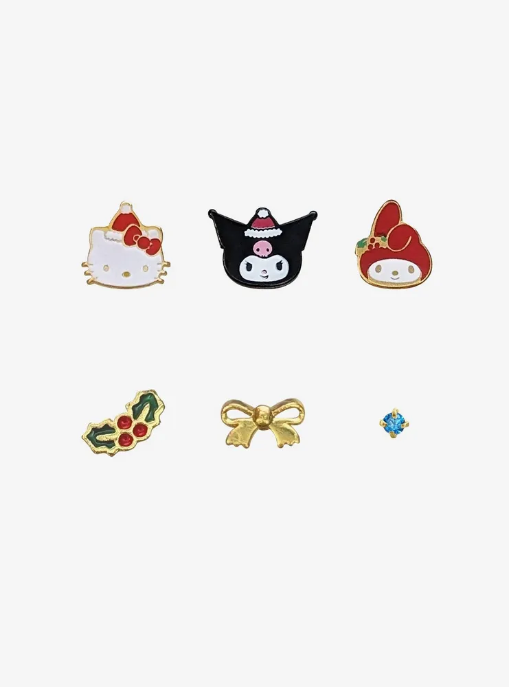 Hot Topic Steel Gold Hello Kitty And Friends Holiday Nose Stud 6 Pack ...