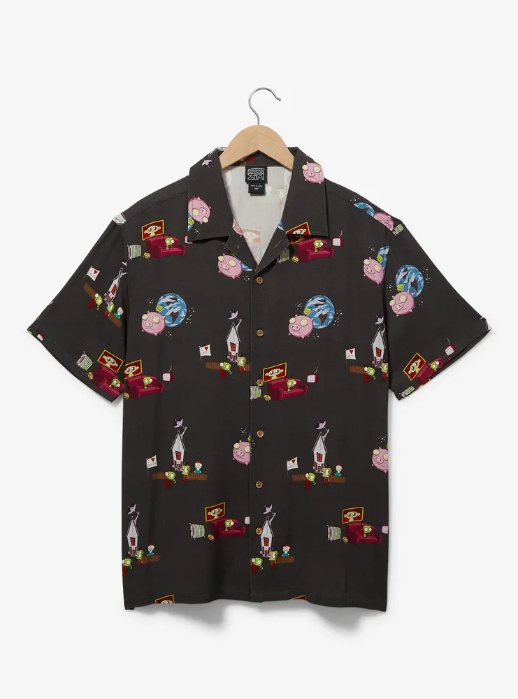 Nickelodeon Invader Zim Icons Allover Print Woven Button Up - BoxLunch ...