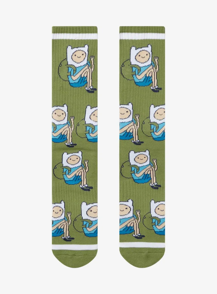 Boxlunch Adventure Time Finn Sitting Allover Print Crew Socks ...