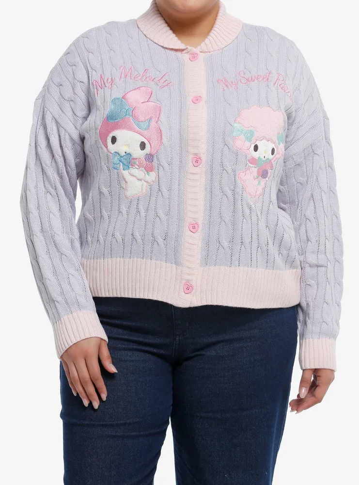 Hot Topic My Melody & Sweet Piano Cable Knit Girls Cardigan Plus ...