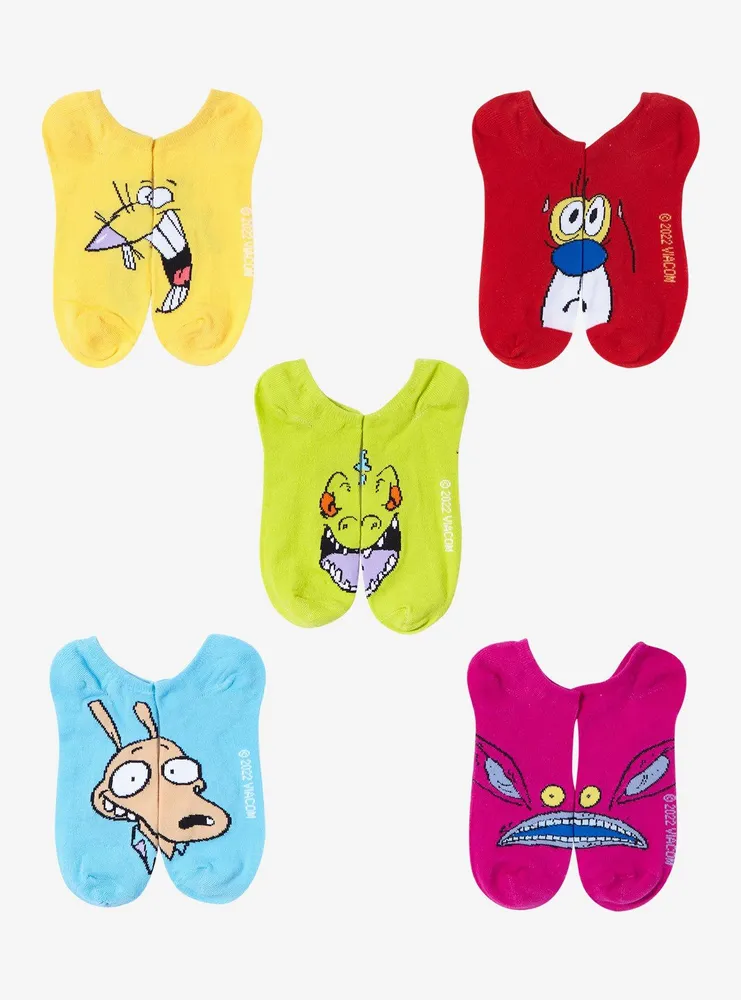 Hot Topic Nickelodeon '90s Cartoons Profile No-Show Socks 5 Pair ...