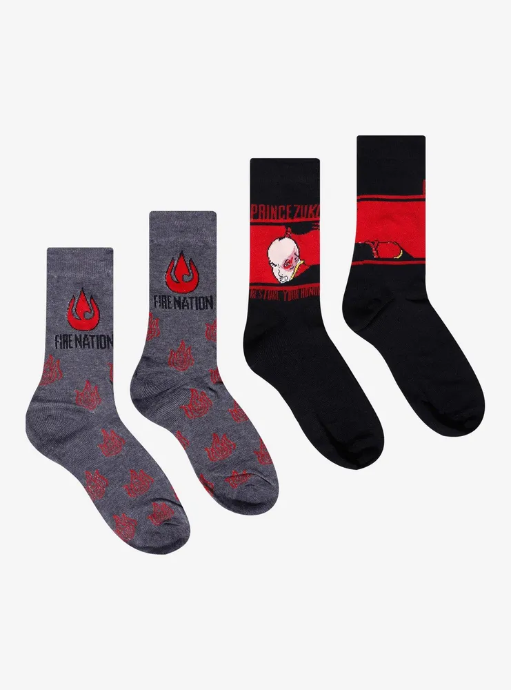 Hot Topic Avatar: The Last Airbender Prince Zuko Crew Socks 2 Pair ...