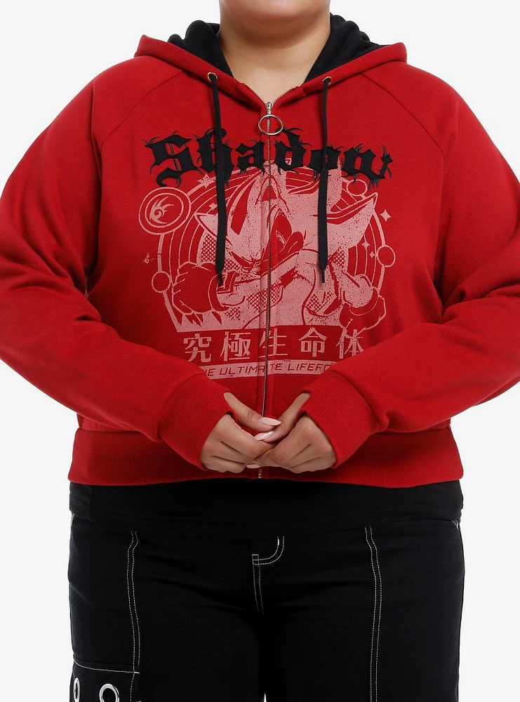 Hot Topic Sonic The Hedgehog Shadow Girls Crop Hoodie Plus | Hawthorn Mall