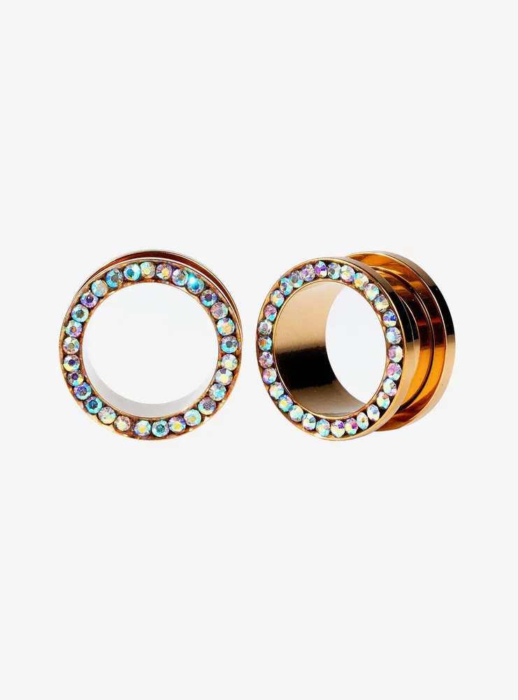 Hot Topic Steel Gold Bling Tunnel Plug 2 Pack | Hamilton Place