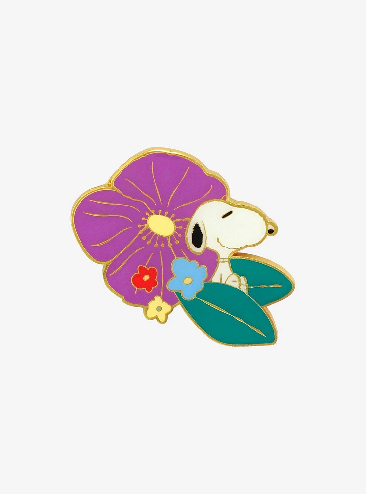 Boxlunch Loungefly Peanuts Snoopy Purple Blossom Enamel Pin — BoxLunch ...