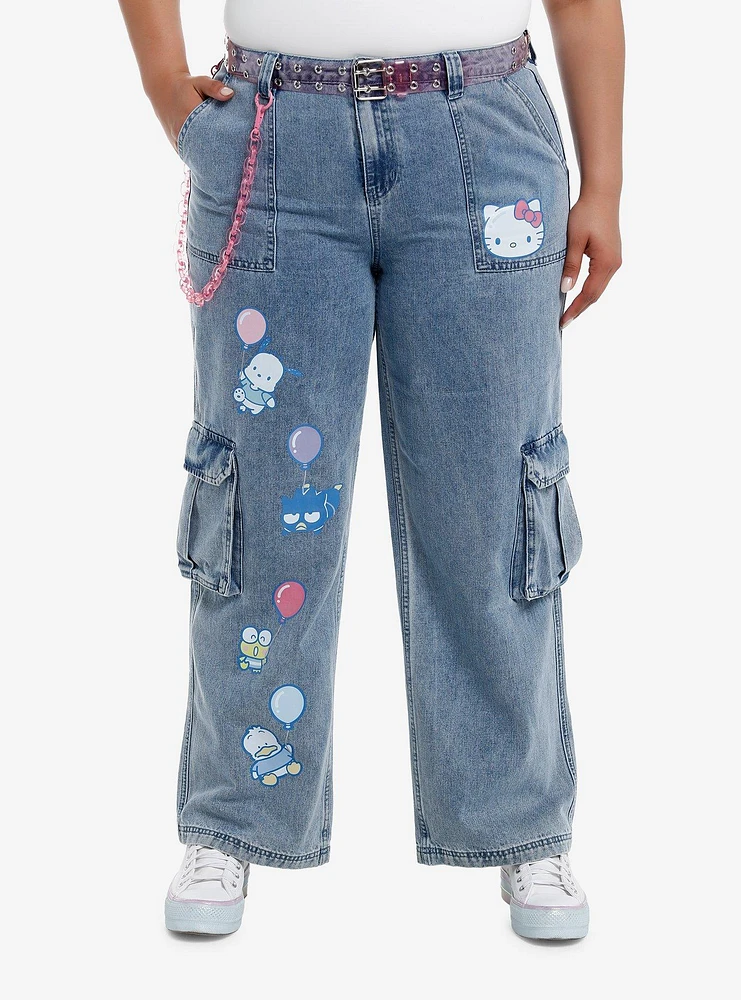 Hot Topic Hello Kitty And Friends Balloon Denim Cargo Pants Plus ...