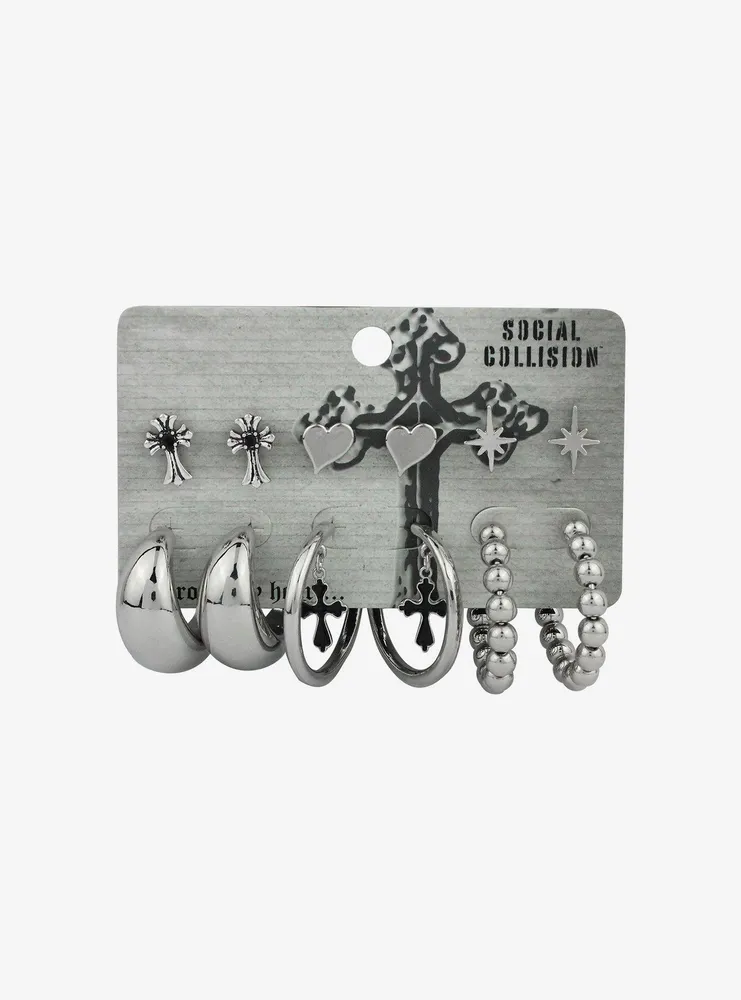 Hot Topic Social Collision Cross Hoop Earring Set | Hamilton Place