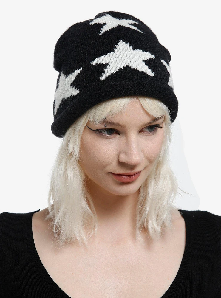 Hot Topic Black & White Star Beanie | Hamilton Place