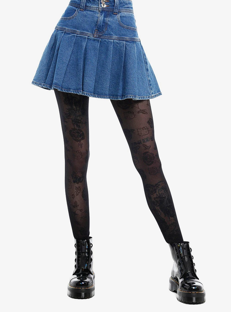 Hot Topic Hello Kitty Black Roses Tights | Hamilton Place