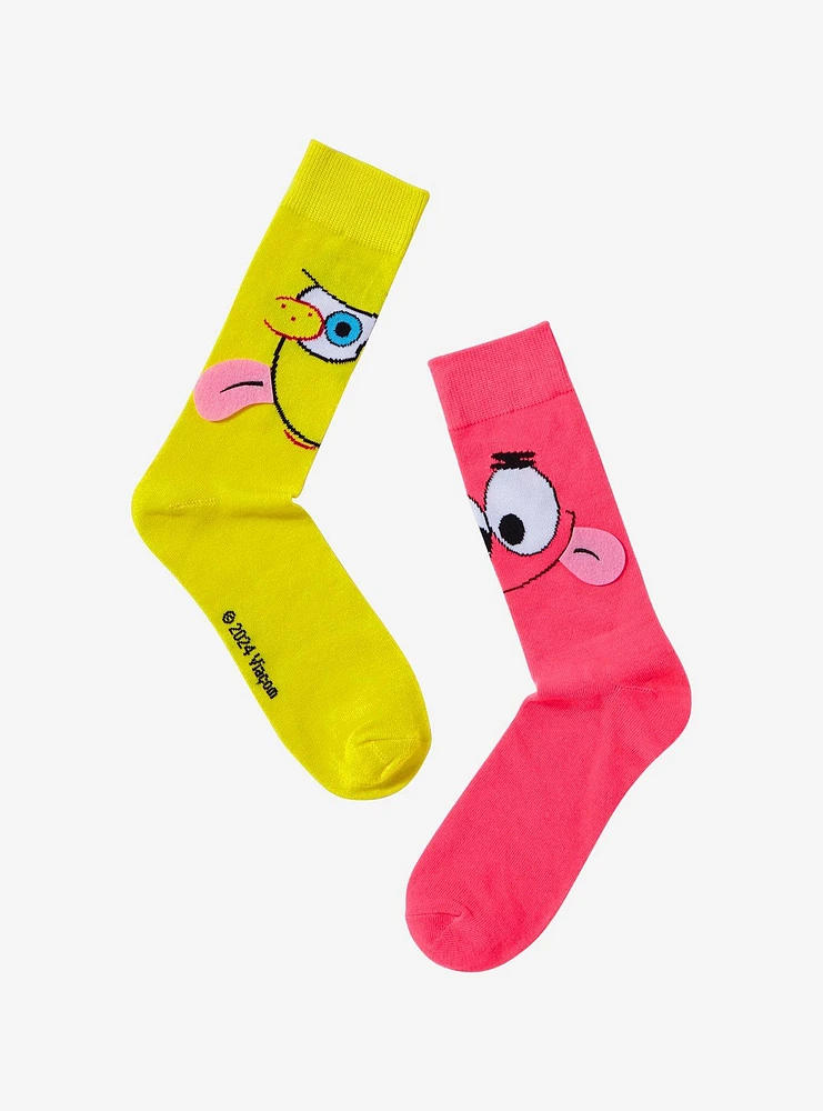 Hot Topic SpongeBob SquarePants Duo Tongue Mismatched Crew Socks ...
