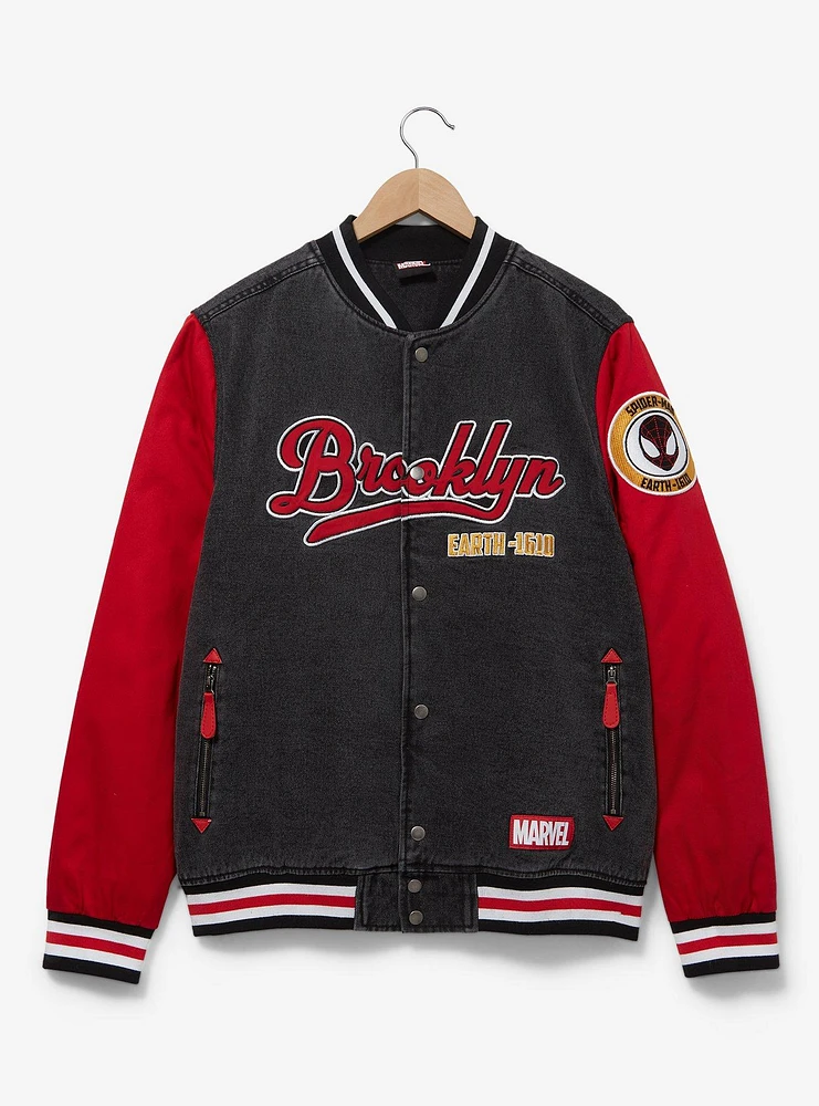 Marvel Spider-Man Miles Morales Denim Varsity Jacket - BoxLunch ...