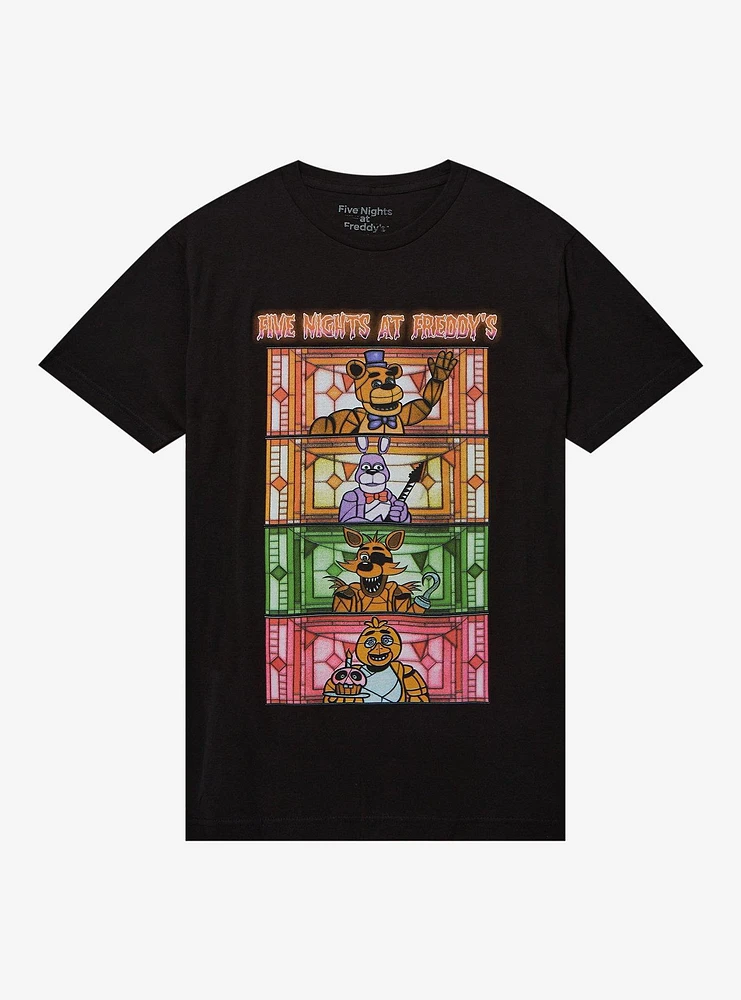 Hot Topic Five Nights At Freddy's Stained Glass Characters T-Shirt ...