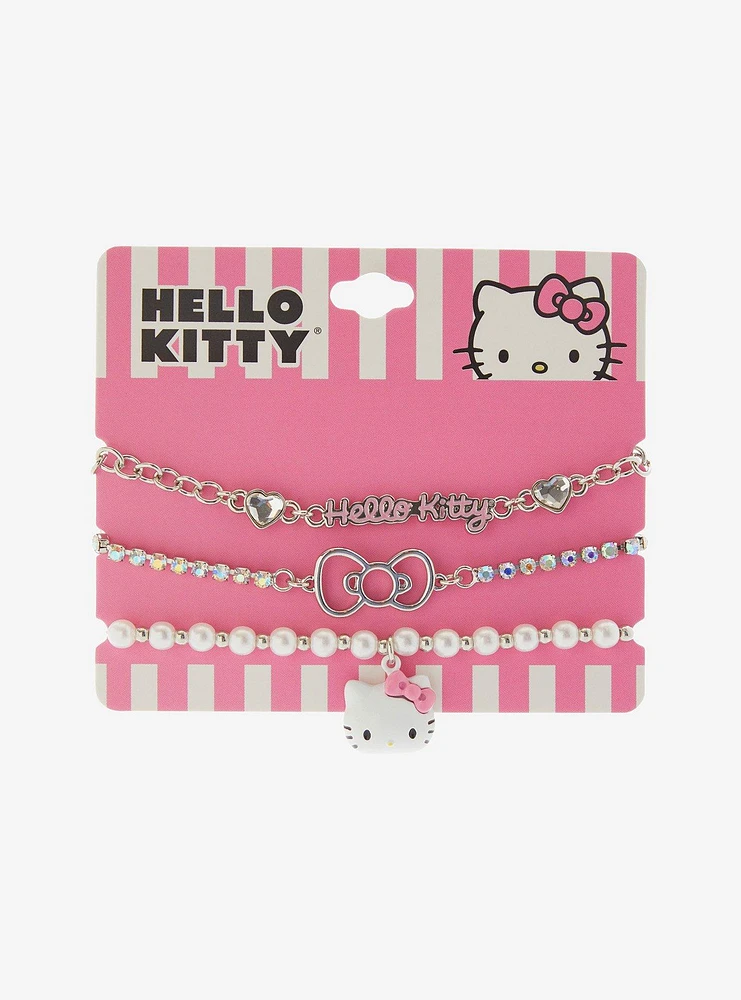 Hot Topic Hello Kitty Bling Pearl Bracelet Set | Hamilton Place