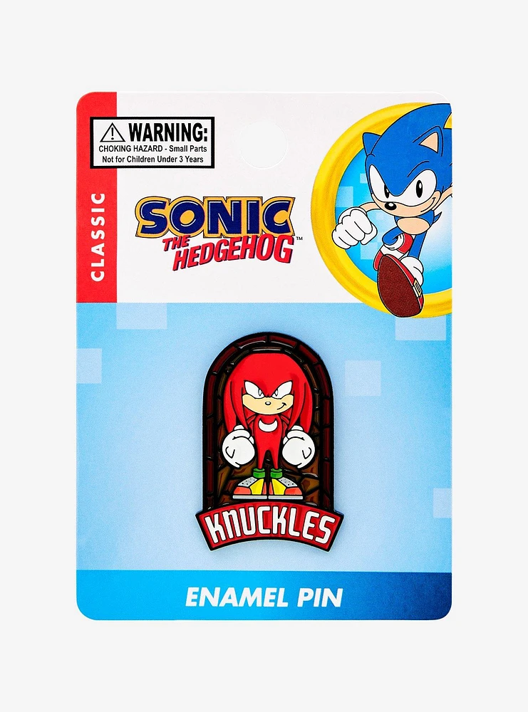 Sonic the Hedgehog Knuckles Stained Glass Window Portrait Enamel Pin ...