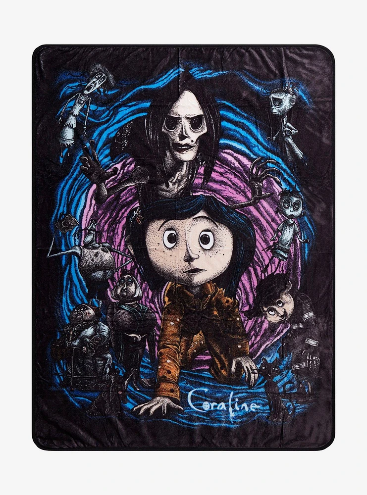 Hot Topic Coraline Portal Characters Throw Blanket | Hamilton Place