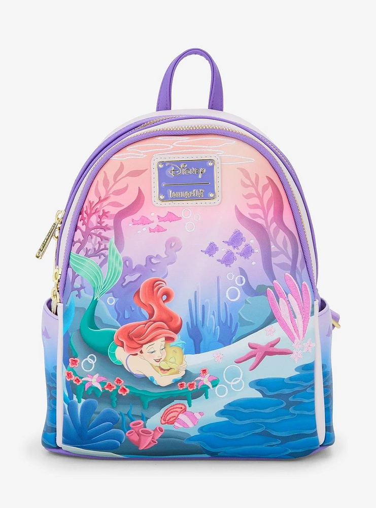 Disney Loungefly Disney The Little Mermaid Ariel & Flounder Mini ...