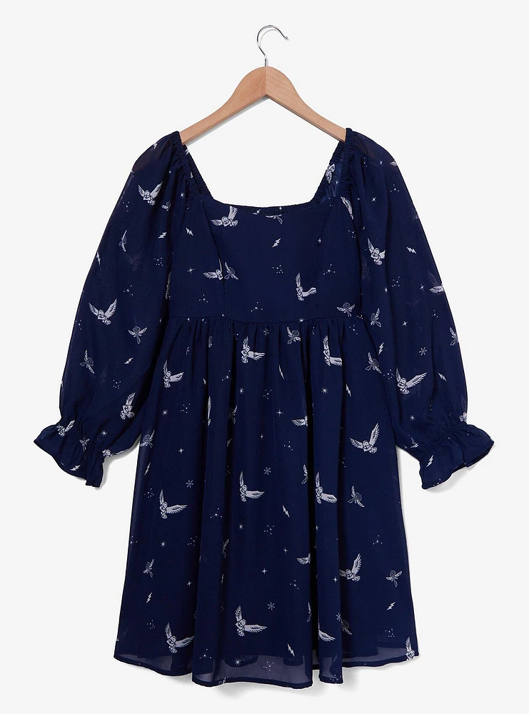 Harry Potter Hedwig Allover Print Smock Dress - BoxLunch Exclusive ...