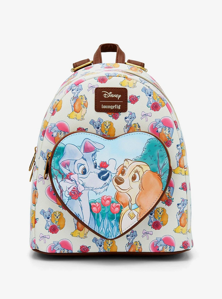 Hot Topic Loungefly Disney Lady And The Tramp Hearts & Roses Mini ...