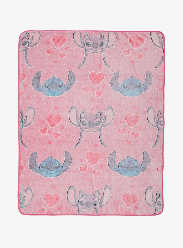 Lilo & Stitch Disney Lilo & Stitch Angel & Stitch Heart Fleece Throw ...