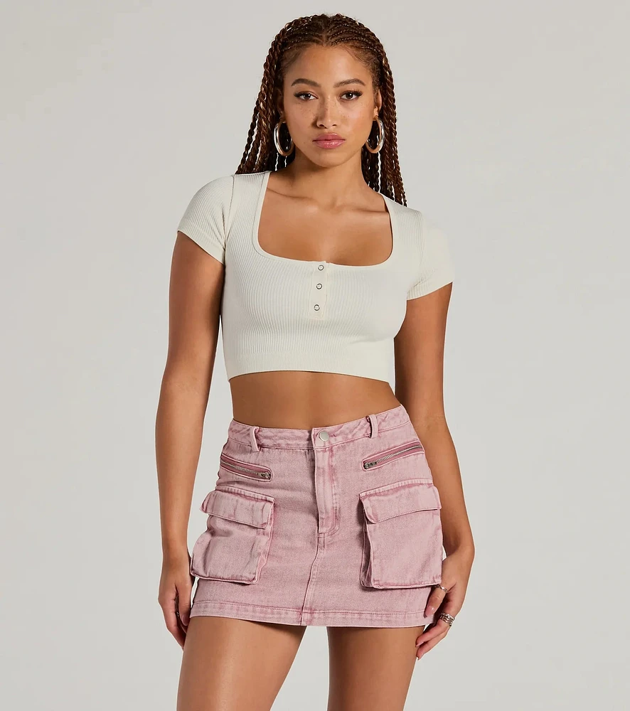 Windsor Cool Factor Cargo Denim Mini Skirt | Arden Fair
