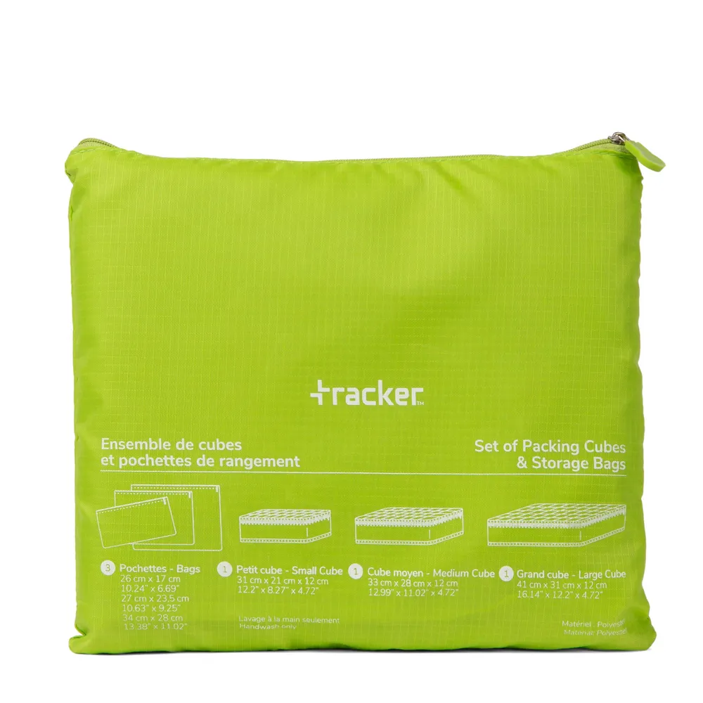 Tracker Green 3 Packing Cubes and 3 Storage Bags | Coquitlam Centre