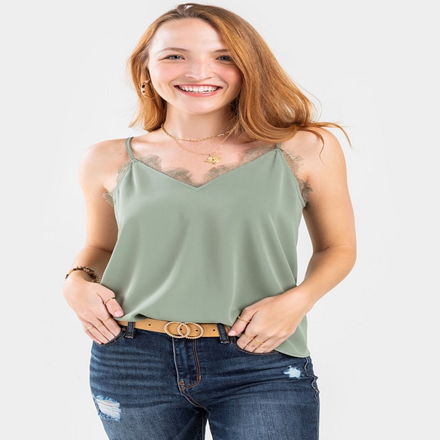 Francesca's Camie Lace Trim Tank Top | Hamilton Place