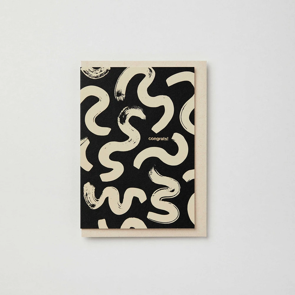 Kinshipped - Black and Cream Abstract Congratulations Greeting Card | King's Cross
