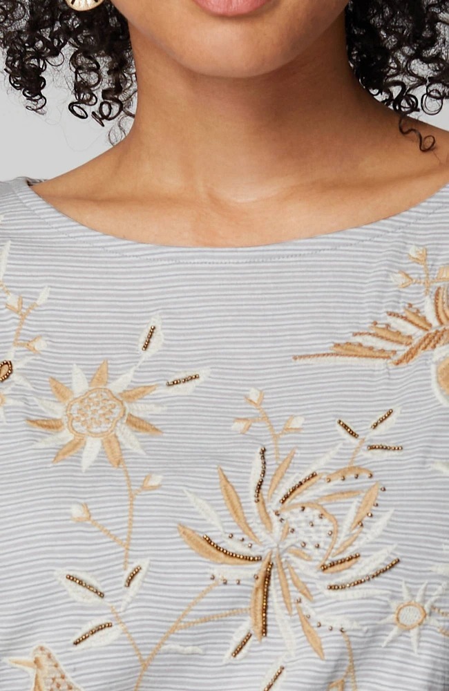 J. Jill Pure Jill Beaded-Embroidery Tee | Hamilton Place